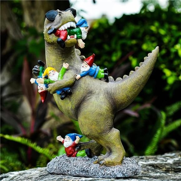 Accents | Garden Gnome Statues Garden Decor Large Dinosaur Eating ...